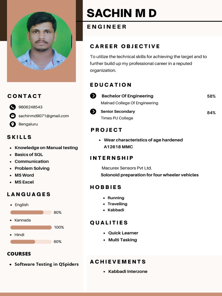 Sachin M D: Engineer | PDF