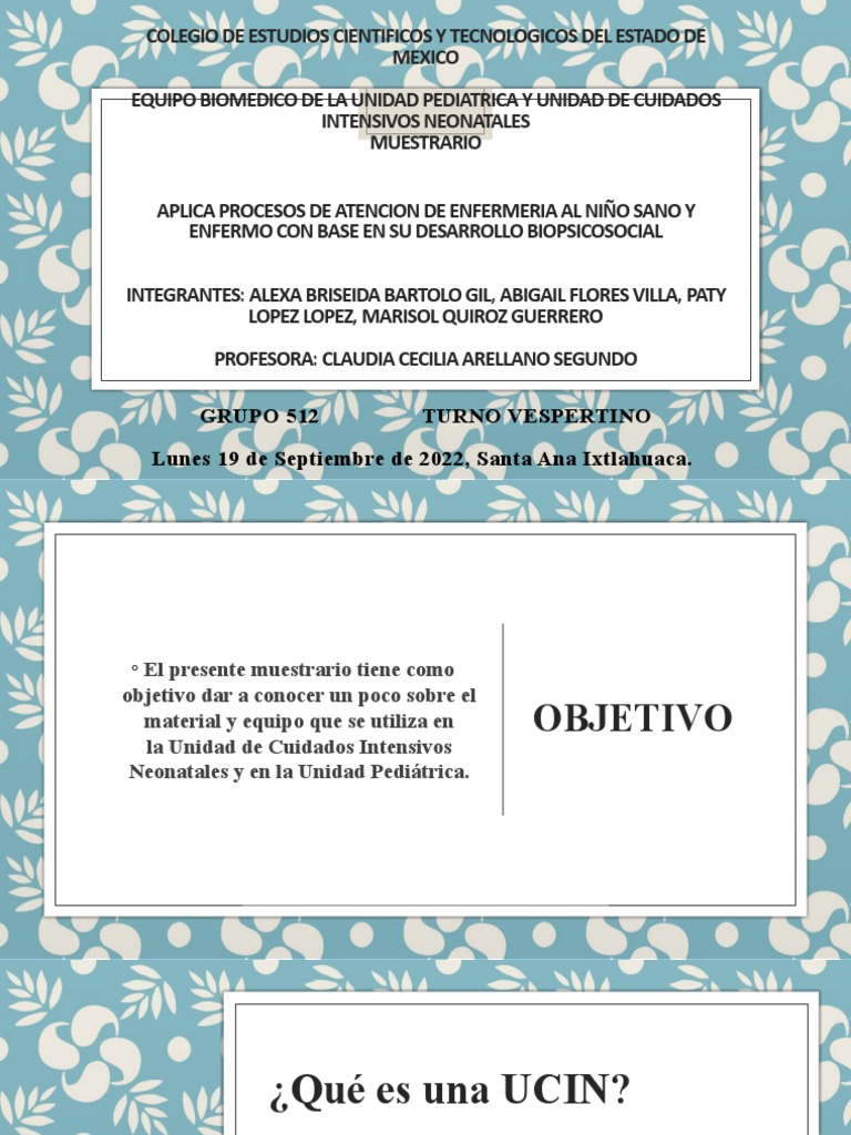 Equipos en UCIN y Unidad Pediátrica | PDF | Oxígeno | Especialidades ...