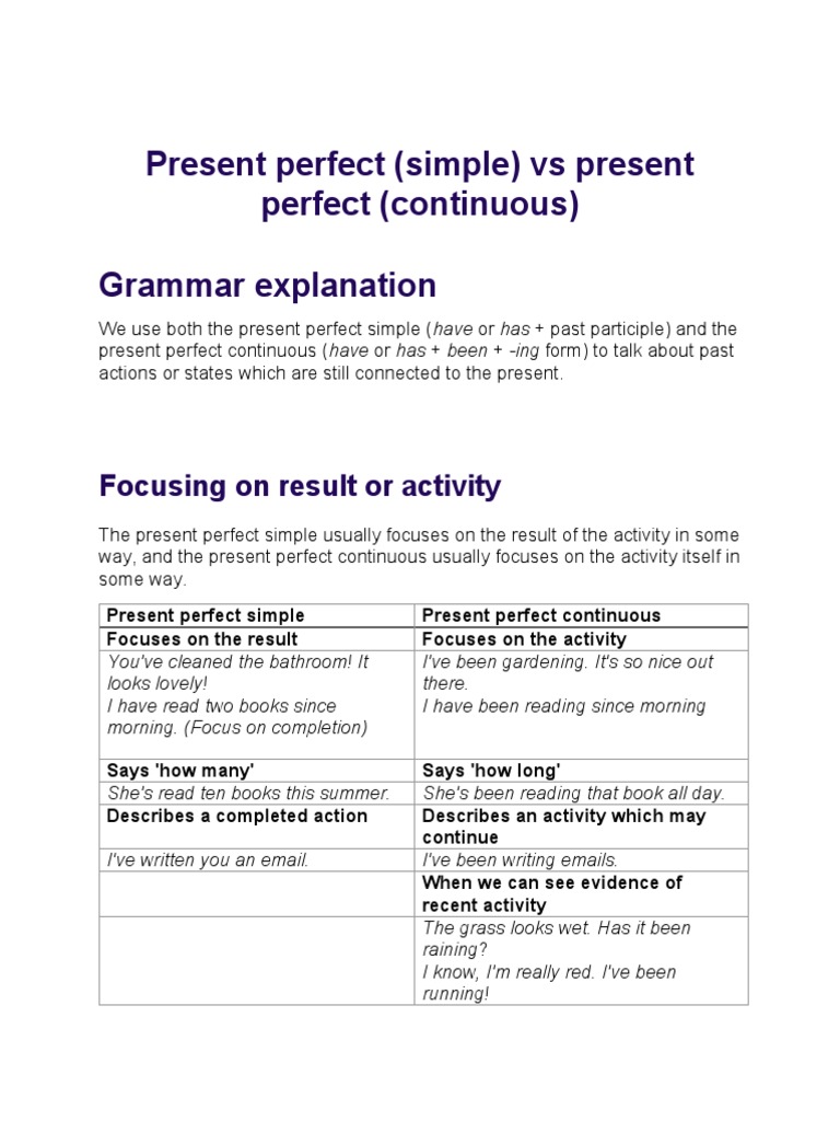 Present Perfect VS Present Perfect Continuous | PDF