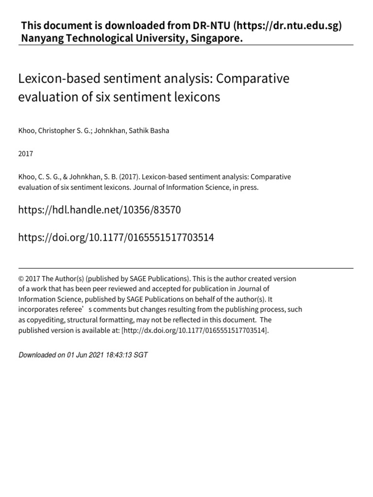 Akurasi Lexicon Based Sentiment Analysis Comparative Evaluation Of