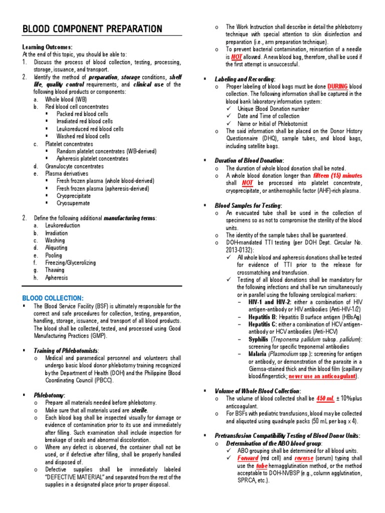 BB - Blood Component Preparation | PDF | Blood Plasma | Platelet