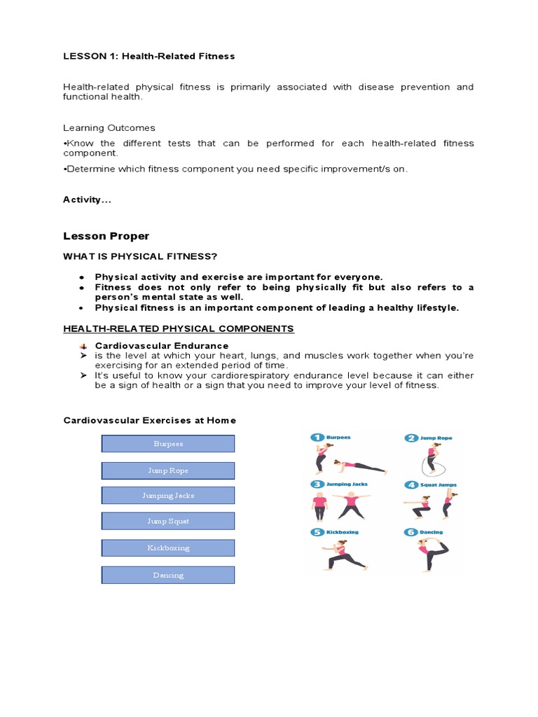 Lesson 1 Health Fitness | PDF | Physical Fitness | Flexibility (Anatomy)
