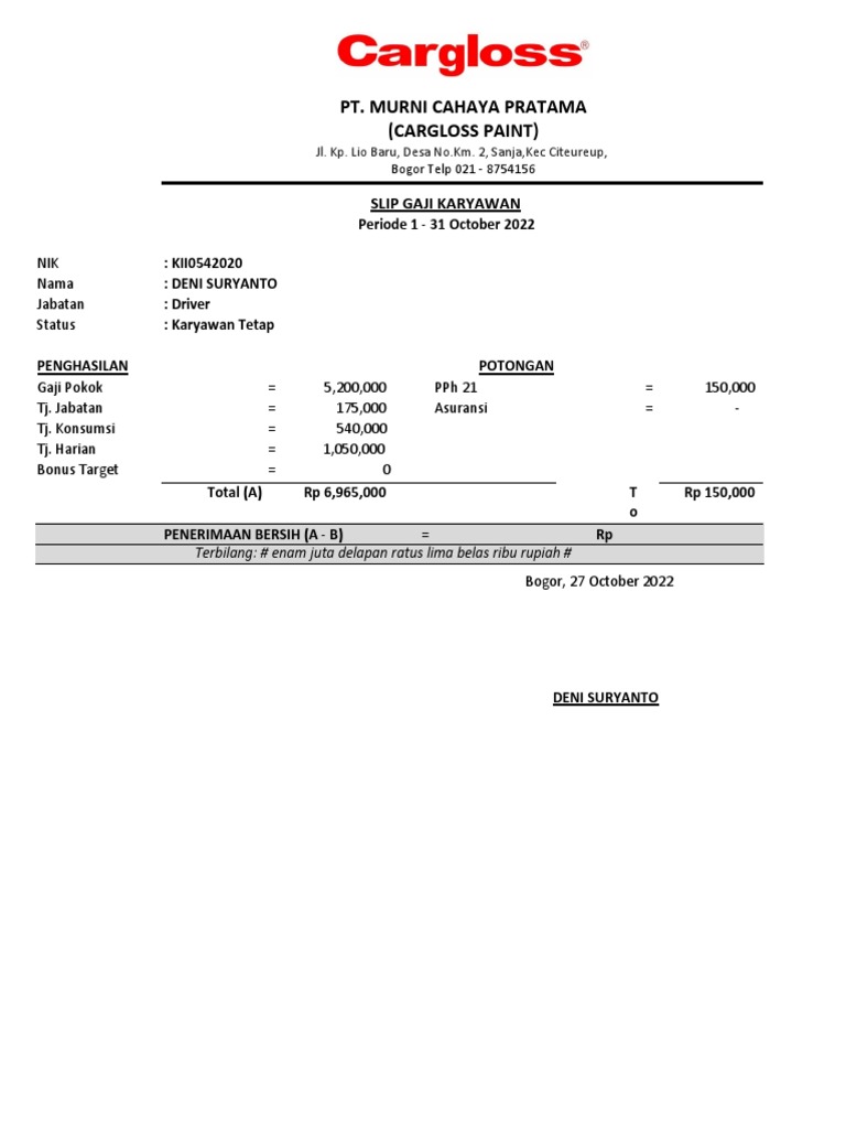 Form Slip Gaji | PDF