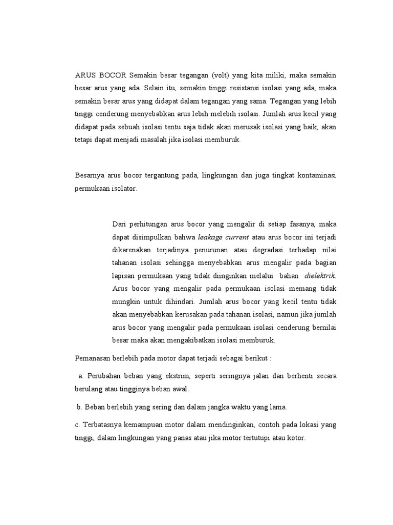 Arus Bocor dan Dampaknya pada Isolasi | PDF | Teknologi & Rekayasa
