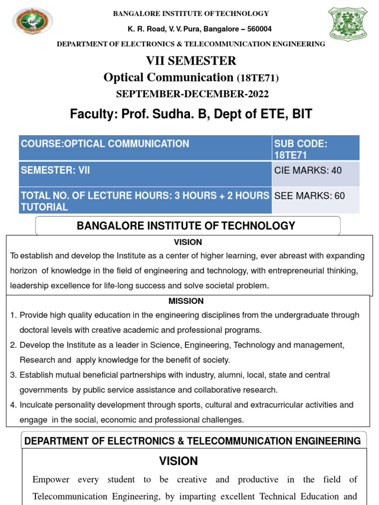 Optical Comm Course Overview | PDF | Optical Fiber | Transmission Medium