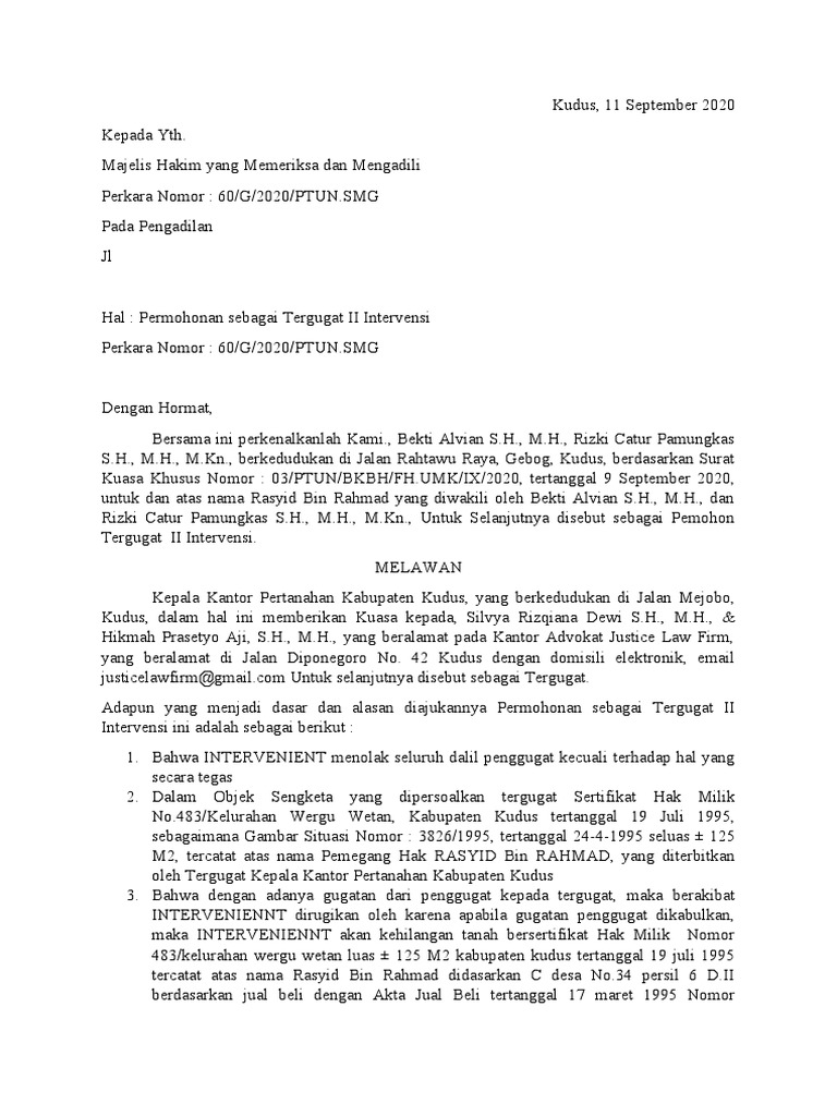 Permohonan Intervensi | PDF | Hukum