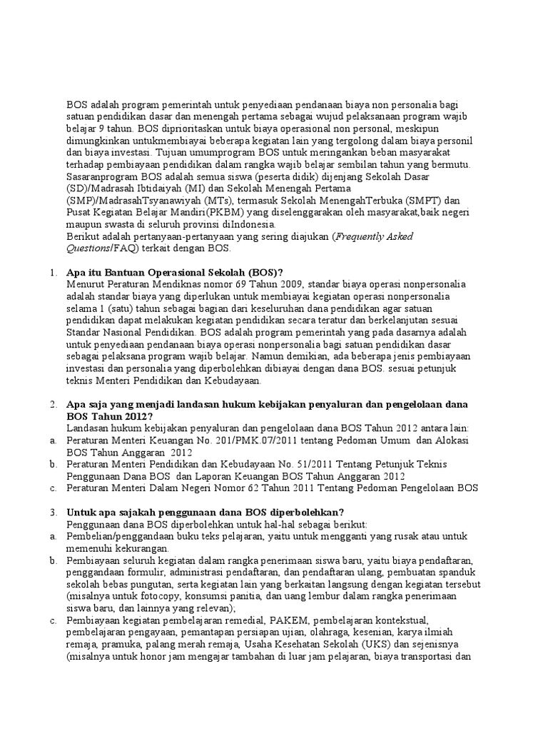 Pemberian Dana Bos | PDF