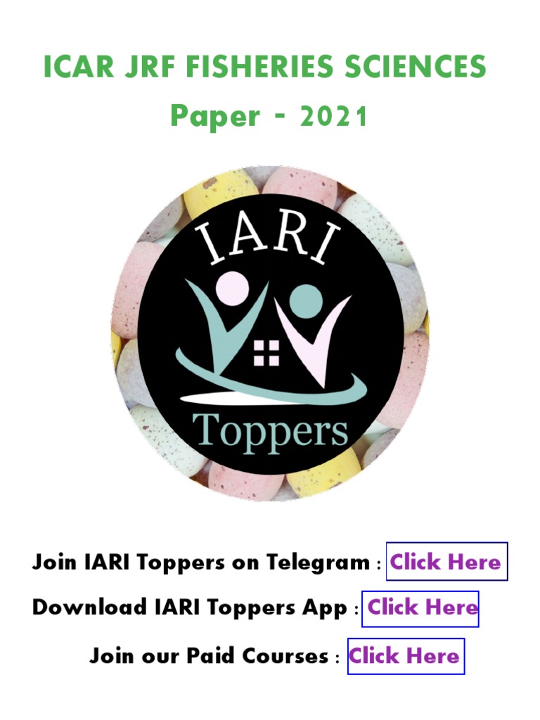 ICAR JRF FISHERIES SCIENCES Paper 2021 | PDF | Multiple Choice | Science