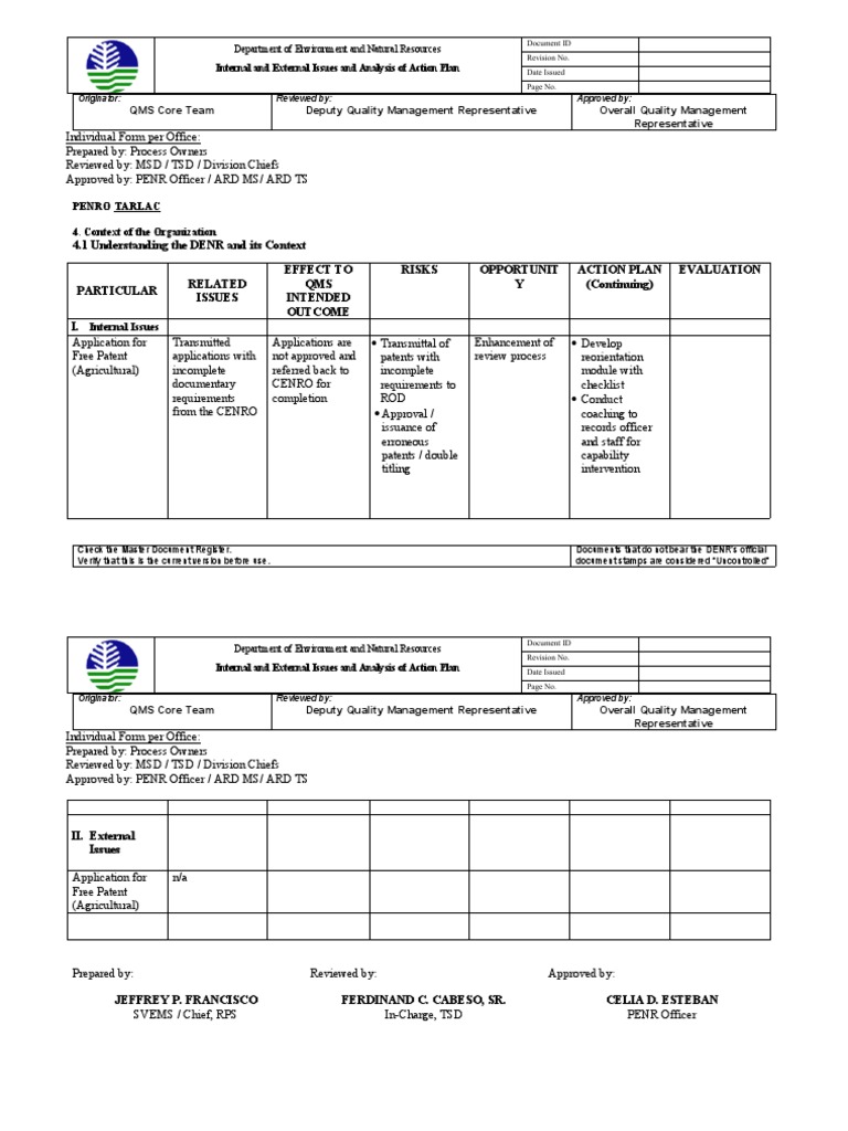 DENR Action Plan Issues Analysis | PDF | Business