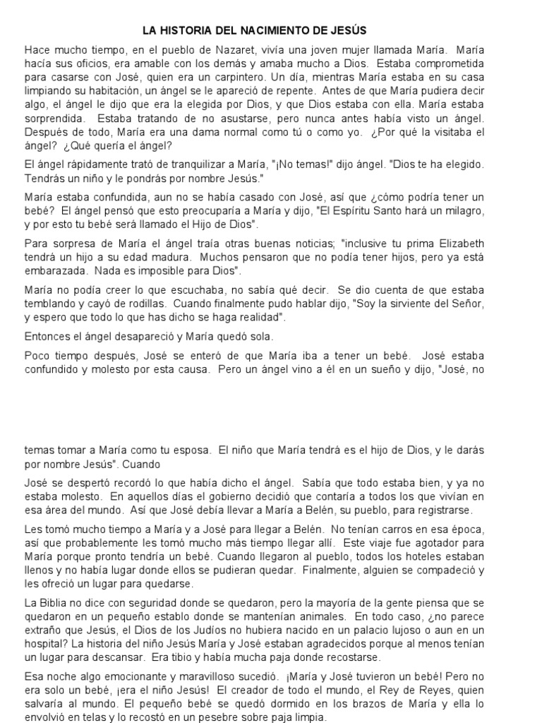 LA HISTORIA DEL NACIMIENTO DE JESÚS | PDF | Jesús | María, madre de Jesús