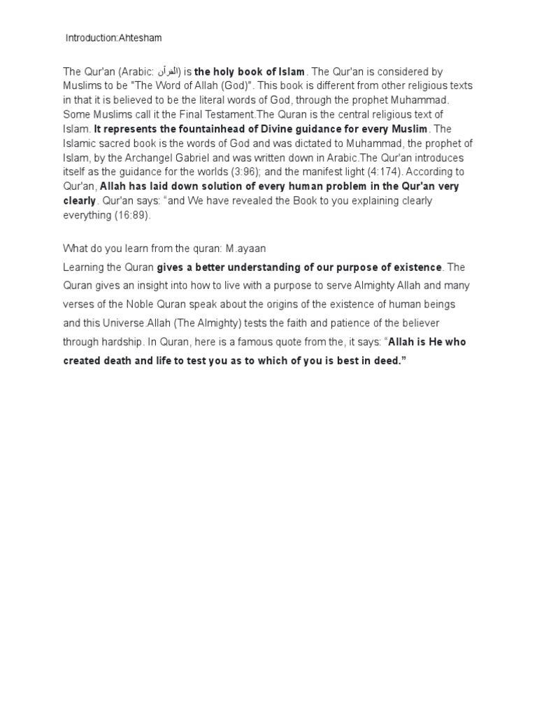 Islamiyat Project | PDF