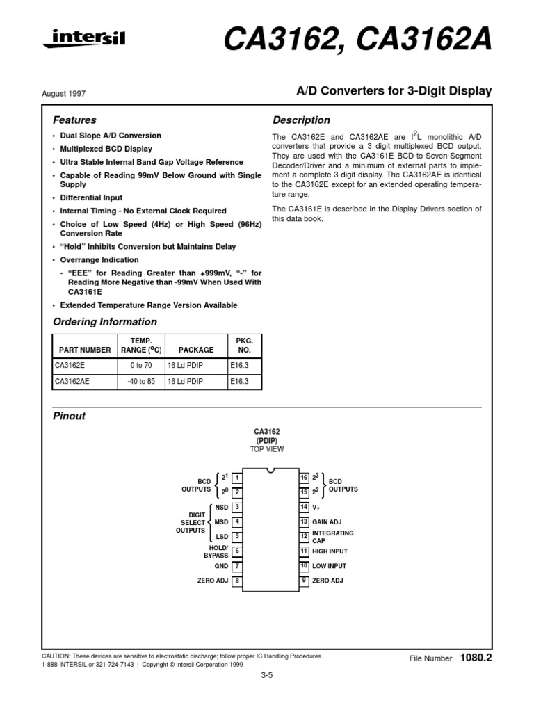 IC_CA3162E | Analog To Digital Converter | Electrical Circuits