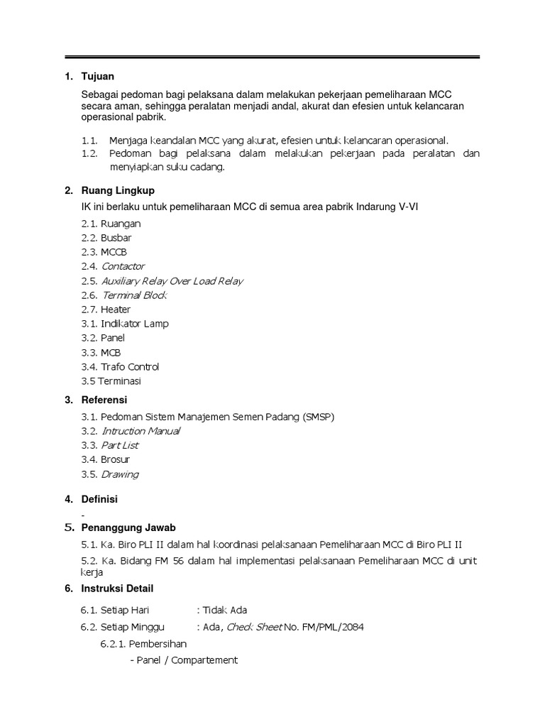 IK-Instruksi Kerja - MCC | PDF