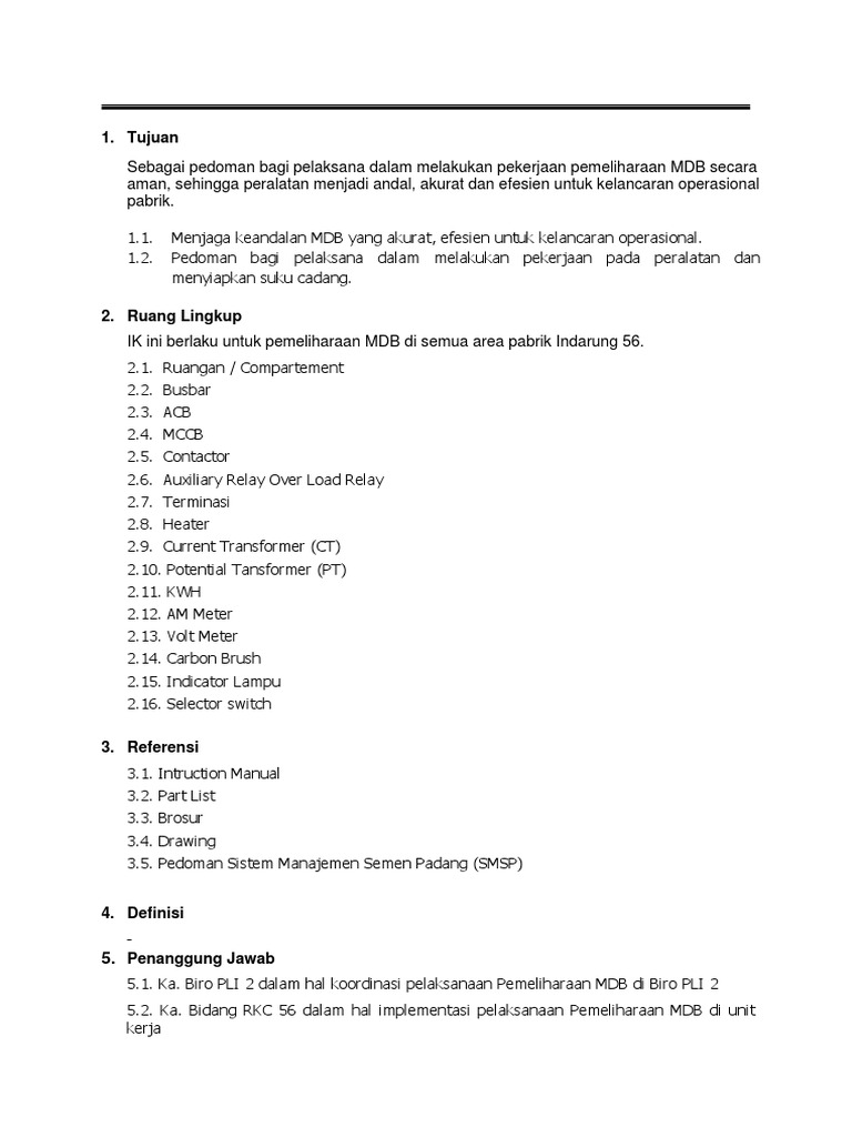 IK-Instruksi Kerja - MDB | PDF