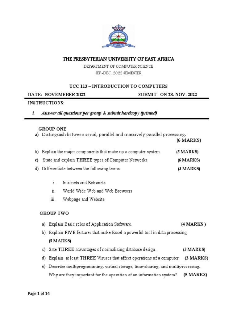 UCC 113 Computer Assignment Overview | PDF | Databases | World Wide Web