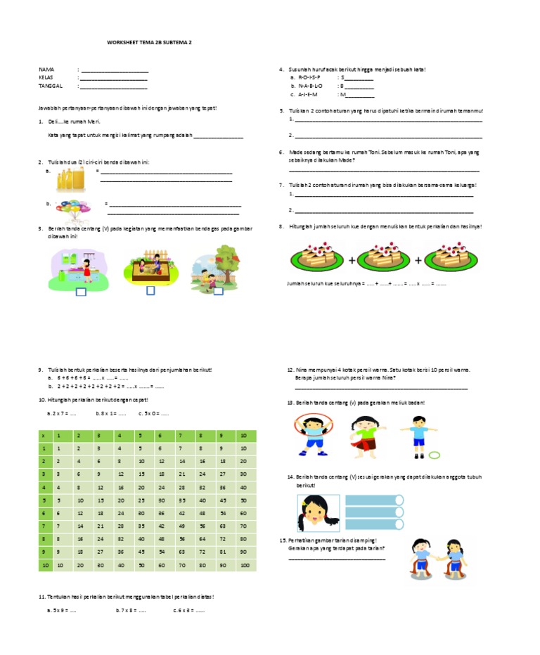 Worksheet Tema 2B Subtema 2 | PDF | Metode & Bahan Ajar