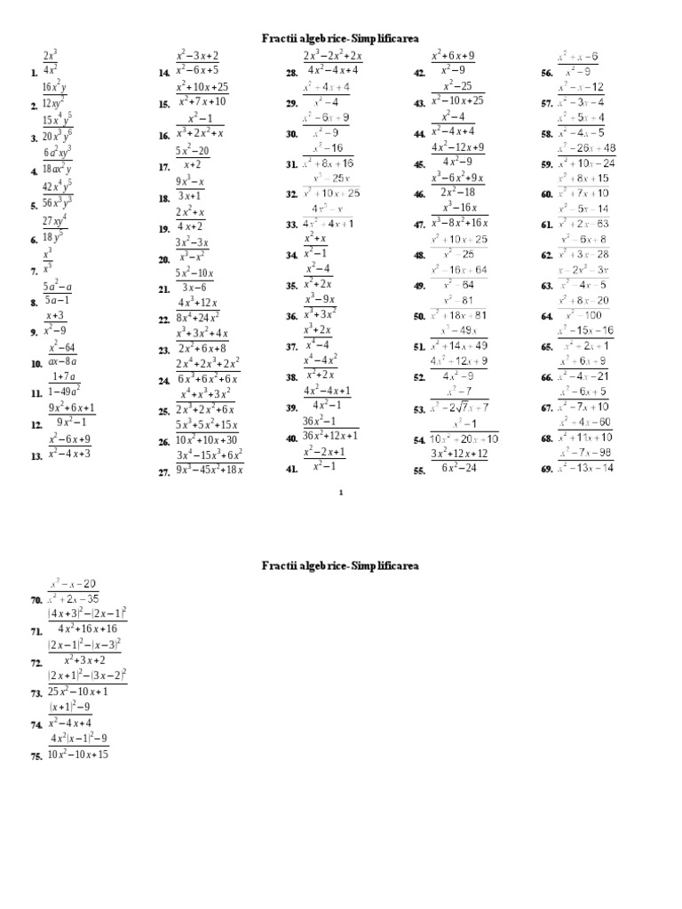 Fractii Algebrice-Simplificarea | PDF