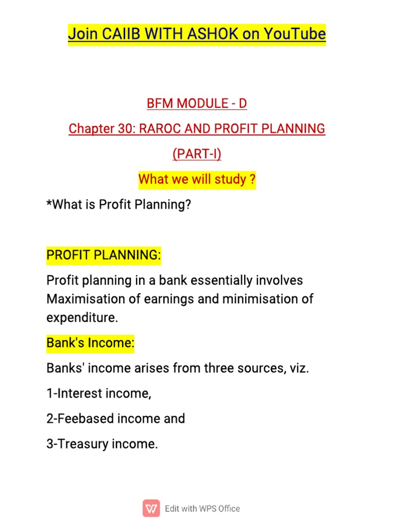 Caiib With Ashok BFM Module D Chapter 30 | PDF