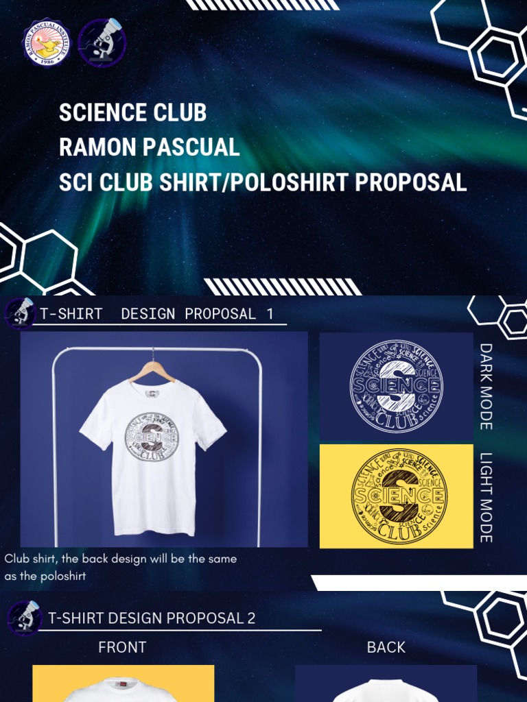 Science Club Shirt Design Proposals | PDF | Consumer Goods | Clothing