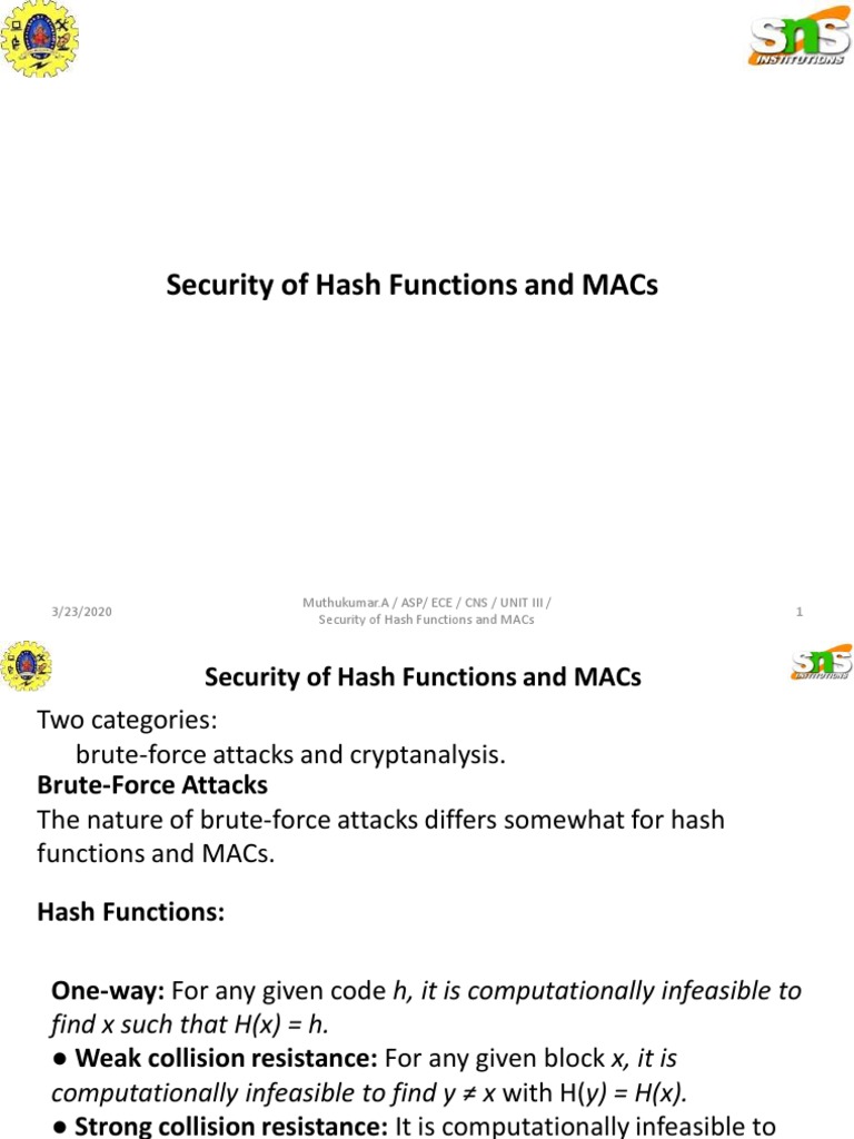 Security of Hash Functions and Macs | PDF | Cryptanalysis | Security