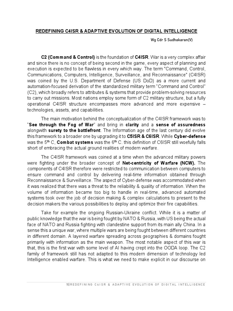 Redefining C4ISR | PDF | Command And Control | Information