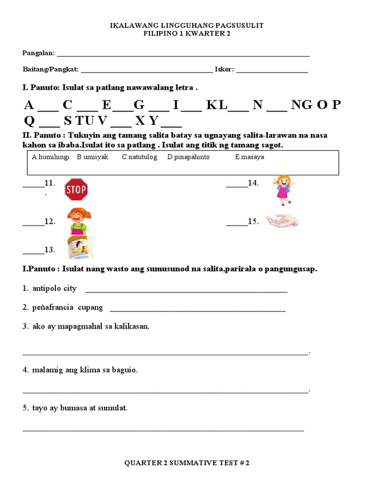Filipino 2nd SUMMATIVE TEST Quarter 2 | PDF
