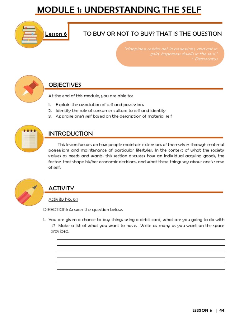 Lesson 6 Perdev Understanding The Self | PDF | Self Esteem | Identity (Social Science)