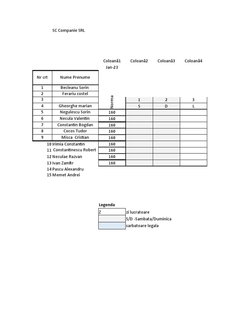 Pontaj 2022 Excel | PDF