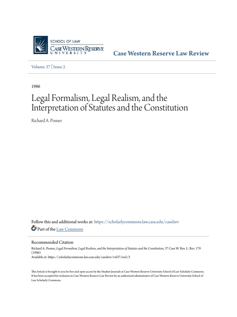 Legal Formalism Legal Realism and The Interpretation of Statute | PDF ...