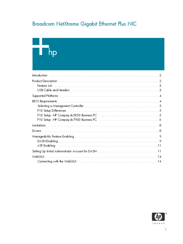 Broadcom Netxtreme Gigabit Ethernet Plus Nic | PDF | Network Interface ...