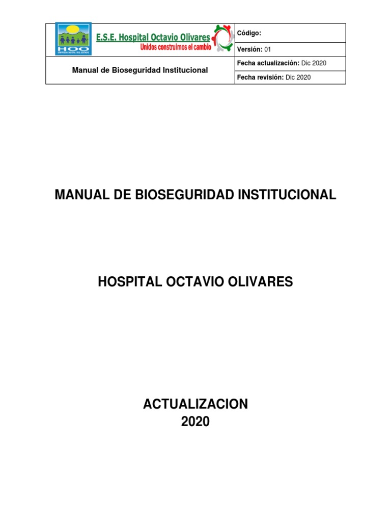 PP Manual de Bioseguridad Institucional | PDF | Lavado de manos | VIH