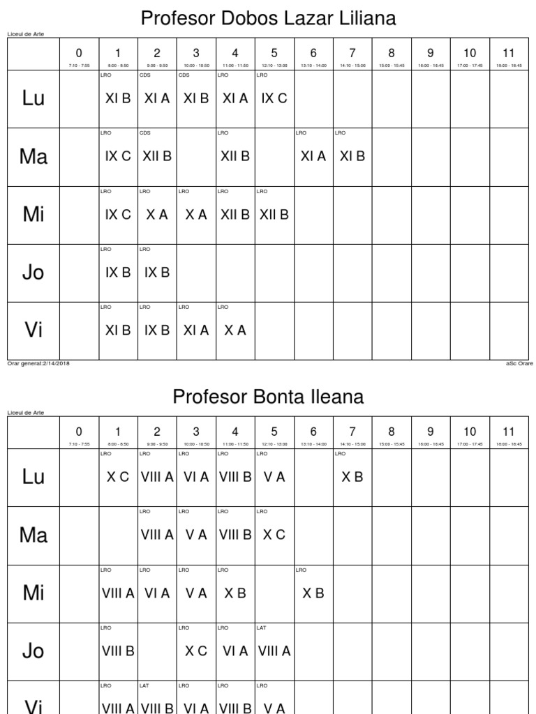 Orar Final Prof-4oct | PDF