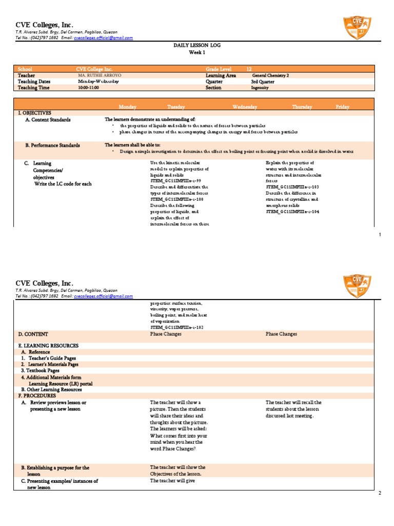 Chemistry 2-W1 | PDF | Liquids | Learning