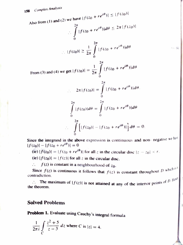 Solved Problems in Cauchy Integral | PDF Solved Problems in Cauchy Integral | PDF