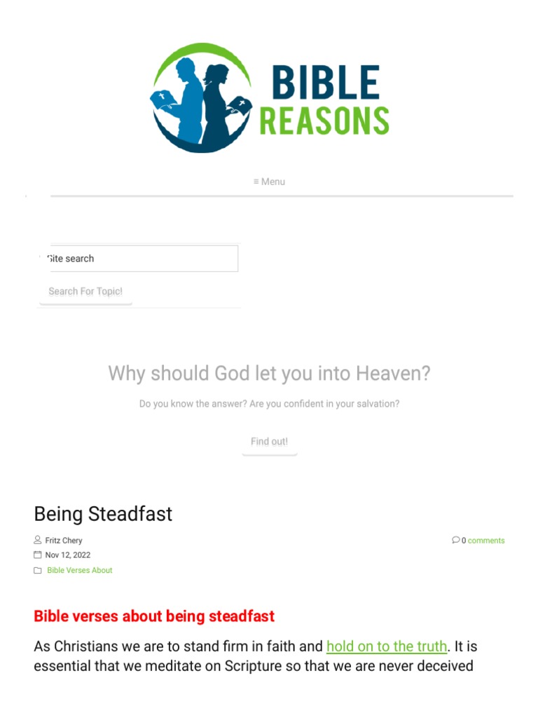 21 Helpful Bible Verses About Being Steadfast | PDF | Faith | Epistle To The Hebrews