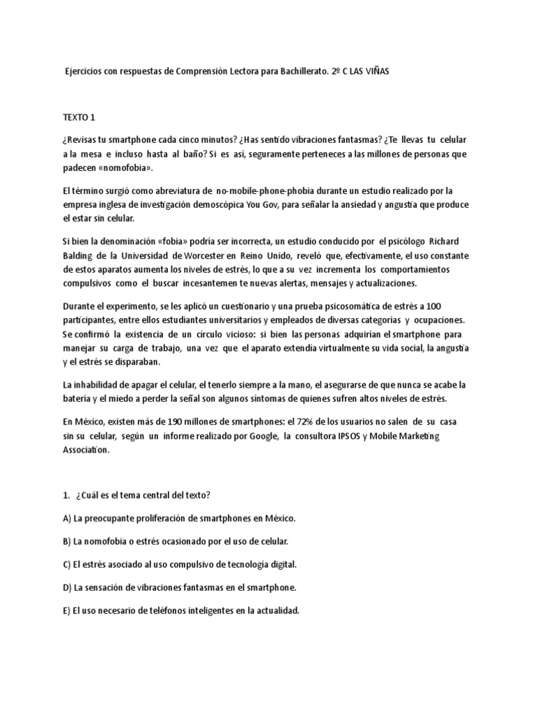 Comprension Lectora 2º Bac | PDF