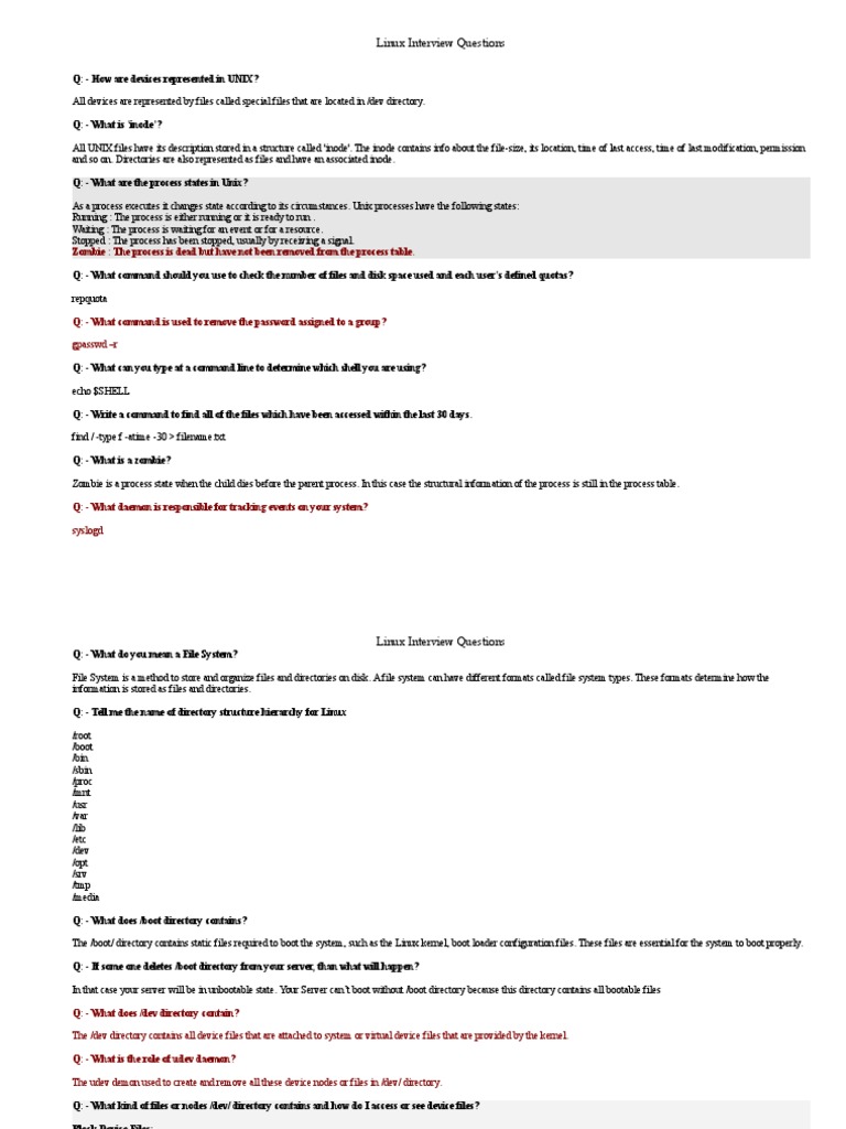 Linux Interview Notes Pdf File Transfer Protocol Domain Name System 7284