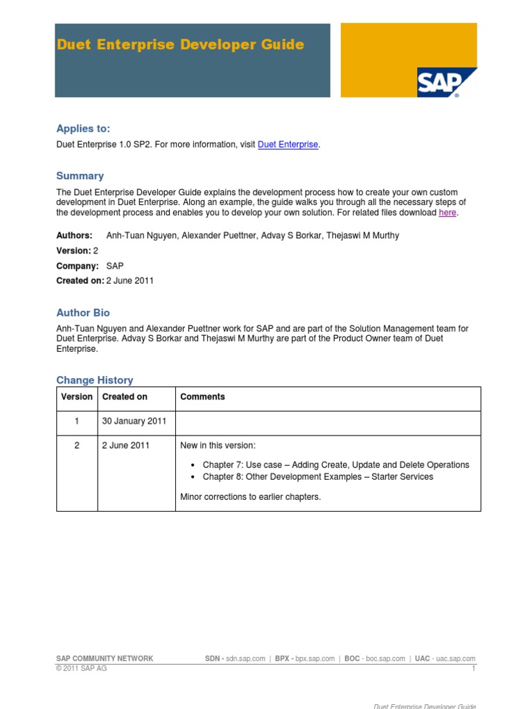 Sap Duet Enterprise Developer Guide | PDF | Share Point | Proxy Server