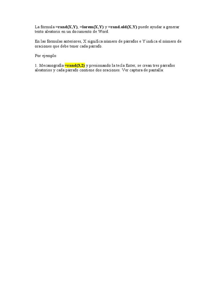 Rand (X, Y), Lorem (X, Y) y Rand - Old (X, Y) Puede Ayudar A Generar | PDF