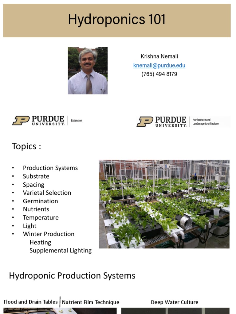 Hydroponics 101 (Presentation) Author Krishna Nemali | PDF