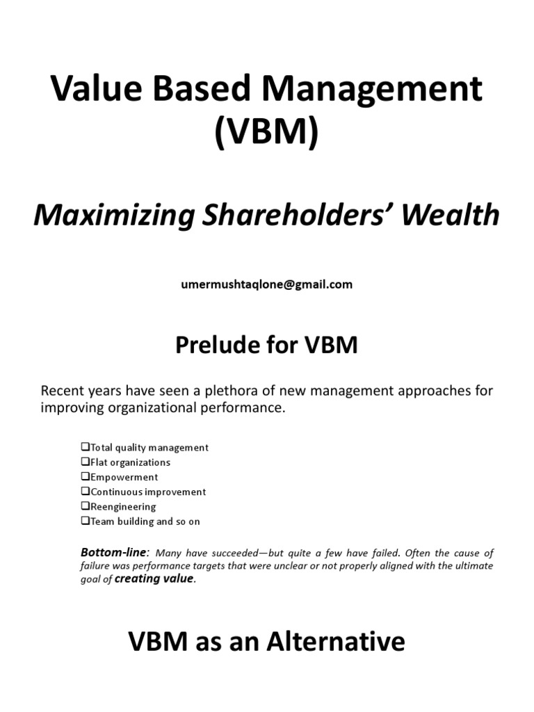 0111070113MFC14401CR163Value Based Management (VBM) 3-Value Based ...