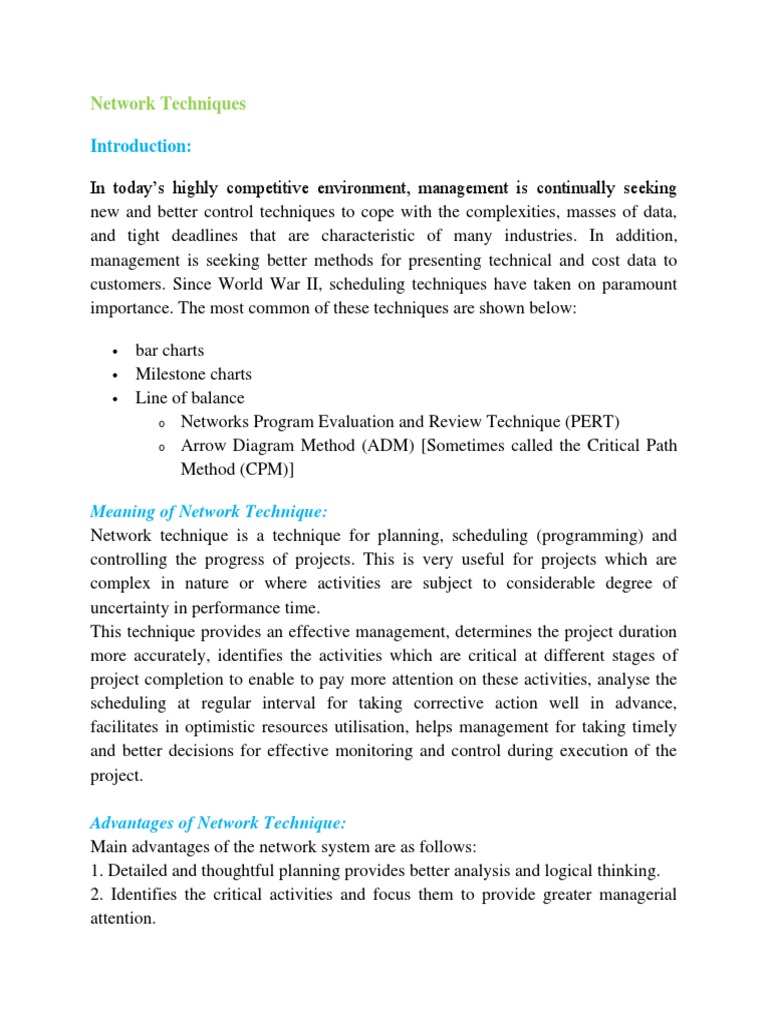 Network Technique-Updated | PDF | Analysis | Applied Mathematics
