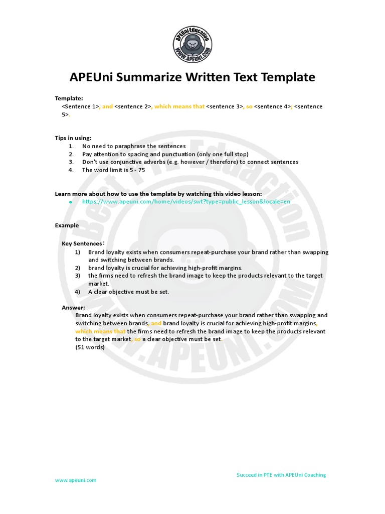 PTE Summarize Written Text Template | PDF | Brand | Economies