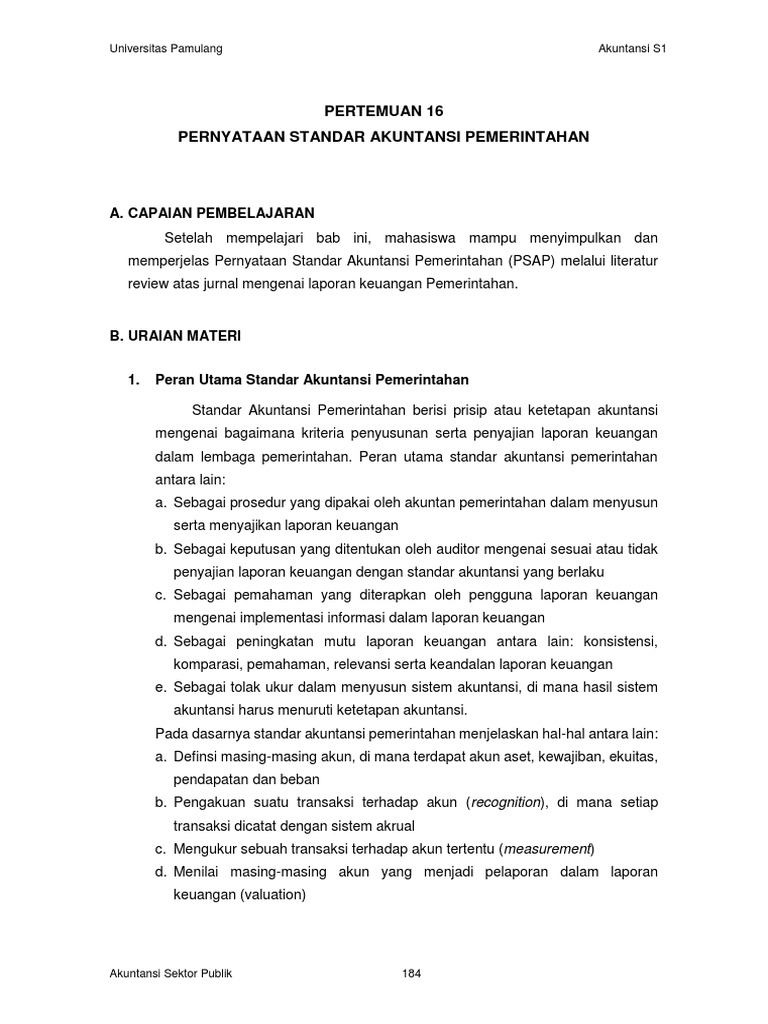 Pertemuan 16 - Pernyataan Standar Akuntansi Pemerintahan | PDF
