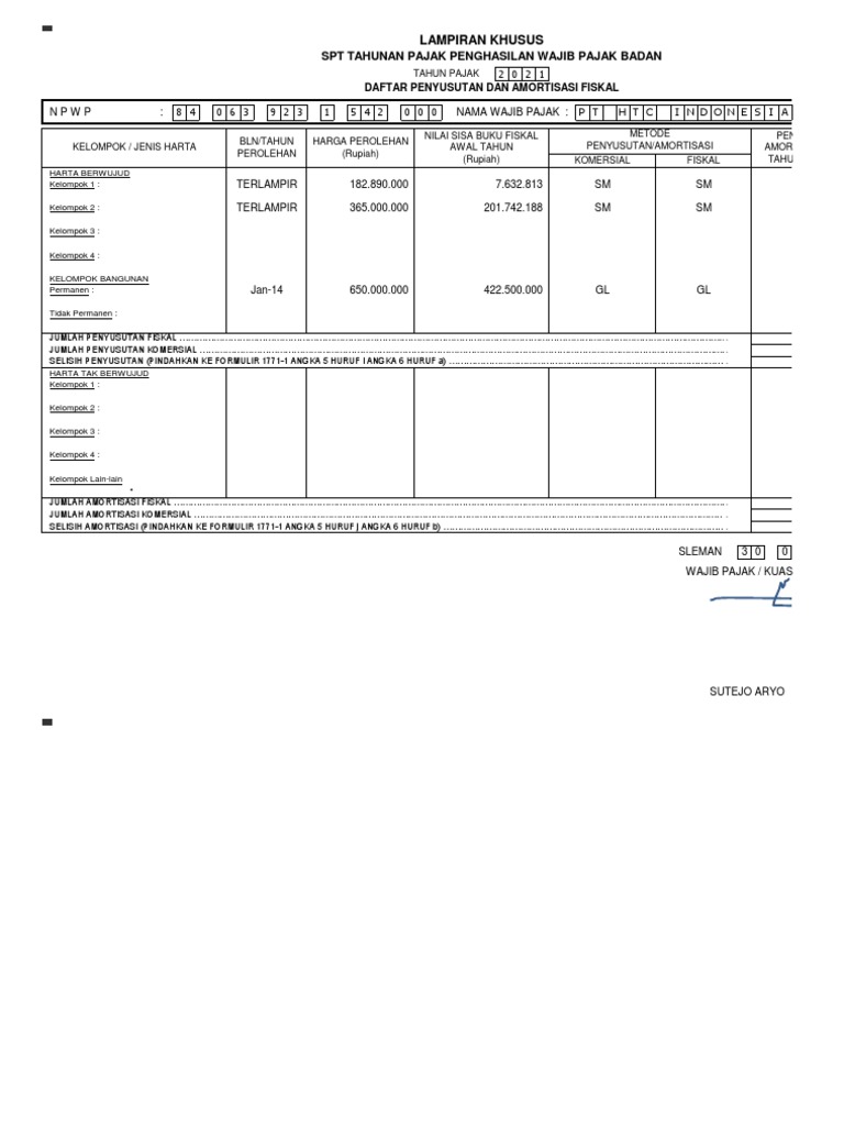 Formulir SPT Tahunan Badan Master | PDF