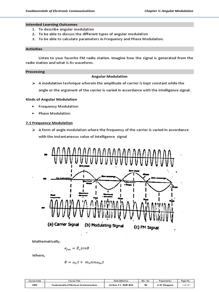 Module 5 Angular Modulation Pdf Frequency Modulation Modulation