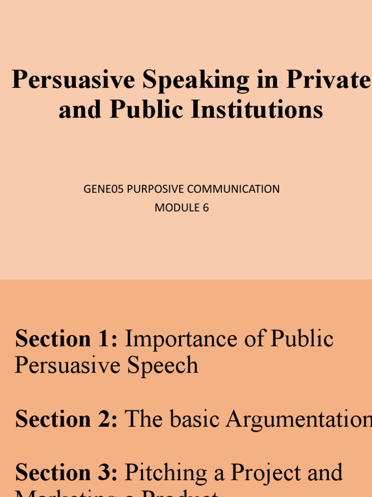 Module 6 Persuasive Speaking in Private and Public Institutions BPA 2c ...