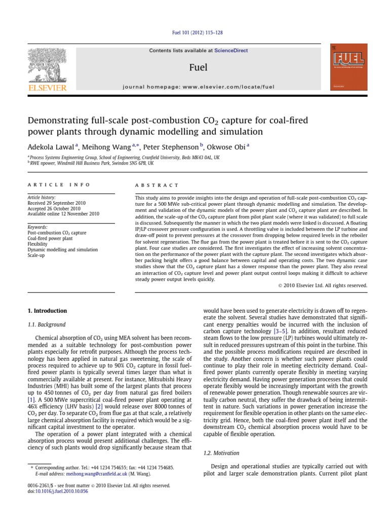 Demonstrating Full-Scale Post-Combustion CO2 Capture For Coal-Fired Power Plants Through Dynamic ...