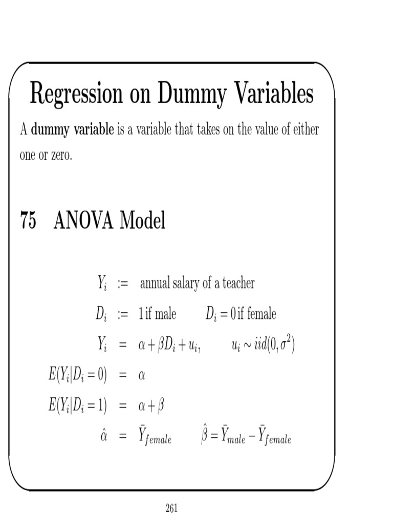 Regression On Dummy Variables: 75 ANOVA Model | PDF | Dummy Variable ...