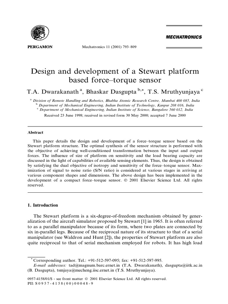 Design and Development of A Stewart Platform Based Force Torque Sensor | PDF | Mathematical ...